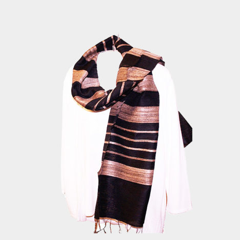 Muga Silk Scarf | Black and Maroon Scarf | Craft Montaz